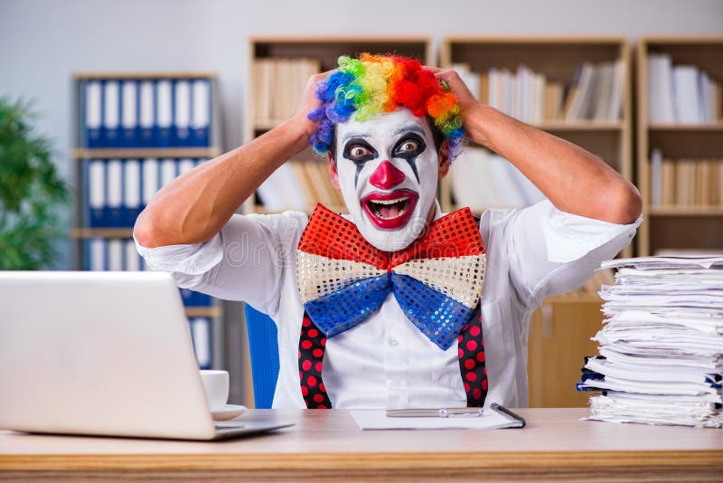 The Clown Businessman Working in the Office Stock Image - Image of boss ...