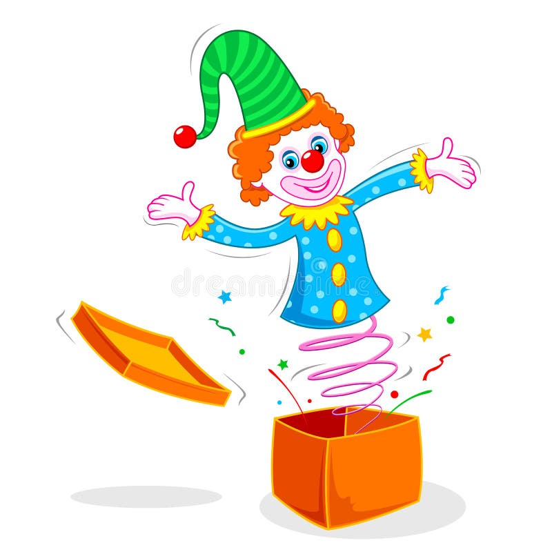 Clown coming out of Box stock vector. Illustration of object - 18686479