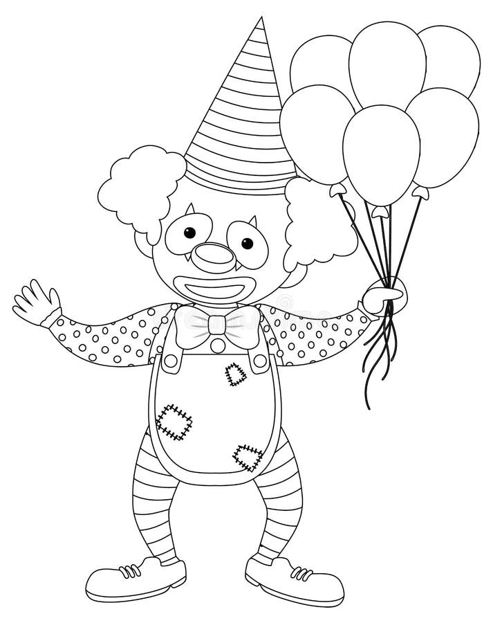Clown Doodle Outline for Colouring Stock Vector - Illustration of clown ...