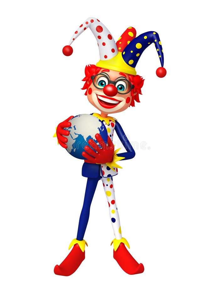 Clown with Earth sign stock illustration. Illustration of funny - 77574171