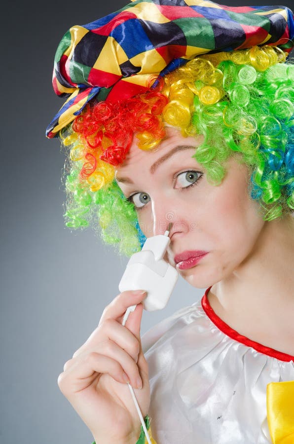 Clown with Electric Plug in Funny Concept Stock Photo - Image of ...