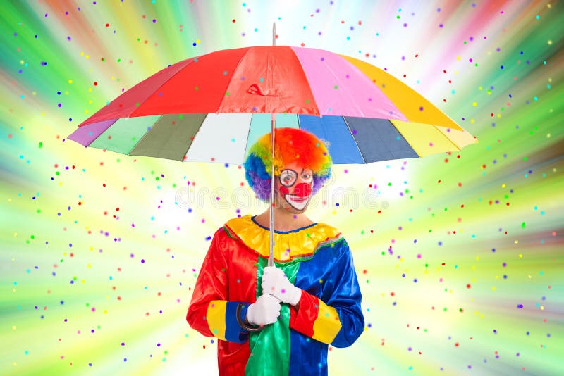 Clown Enjoying a Confetti Rain Stock Photo - Image of good, funny: 41547122