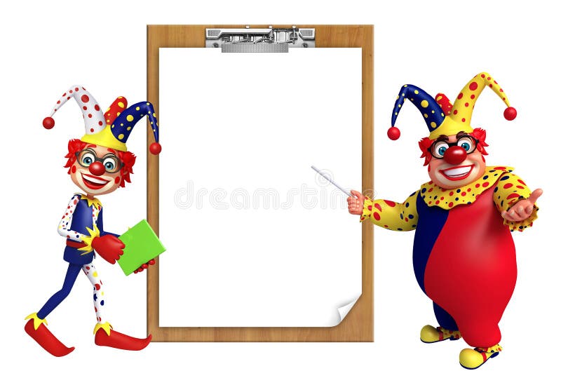 Clown with Exam Pad & Book Stock Illustration - Illustration of laugh ...