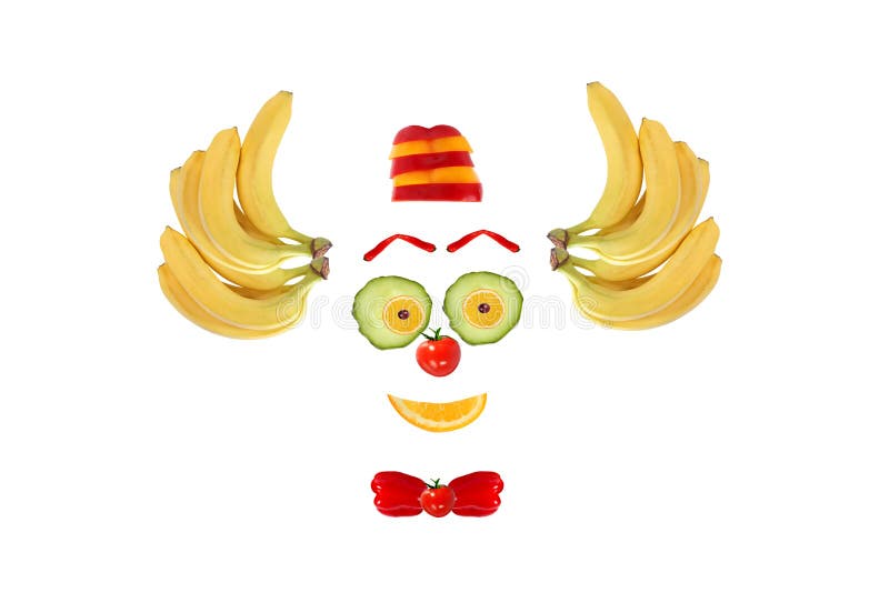 Clown Face Made of Fruits and Vegetables Stock Image - Image of emotion ...