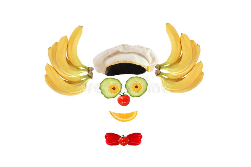 Clown Face Made of Fruits and Vegetables Stock Illustration ...