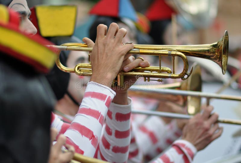 Clown fanfare trumpet editorial image. Image of cloudy - 25013275