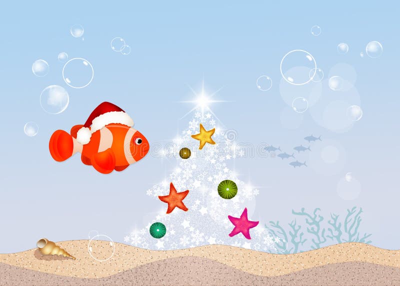 Clown fish at Christmas stock illustration. Illustration of fish - 88491805