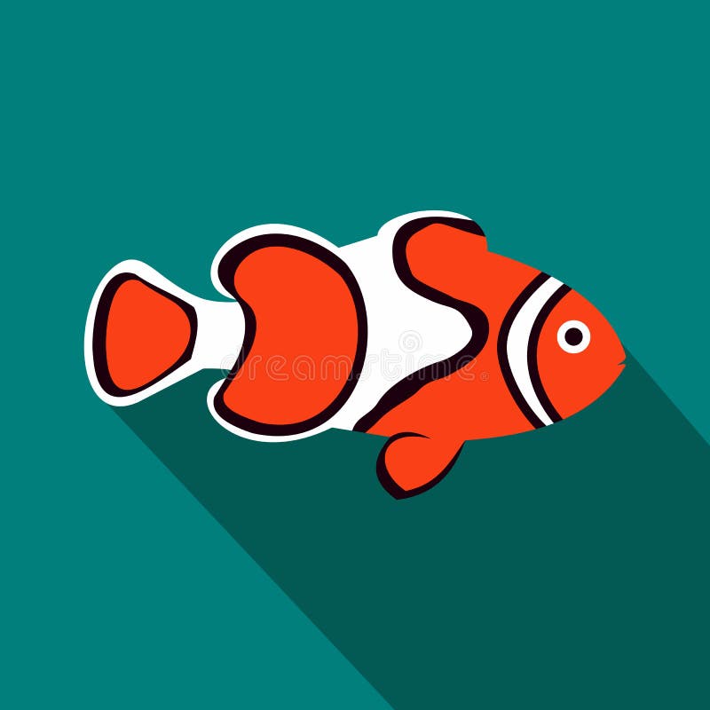 Clown Fish Icon, Flat Style Stock Illustration - Illustration of orange ...