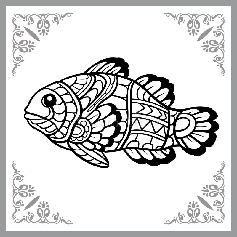 Fish Mandala Arts Isolated on Black and White T Shirt Stock Vector ...