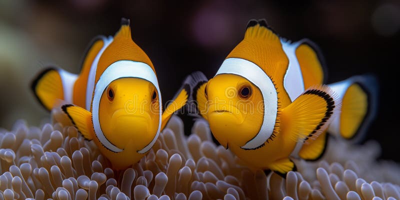 Clown Fish Standing on Coral Stock Illustration - Illustration of ...