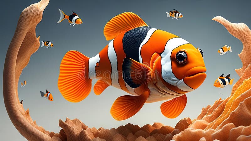 Clown Fish Swimming in the Sea. Ai Generated Stock Illustration ...