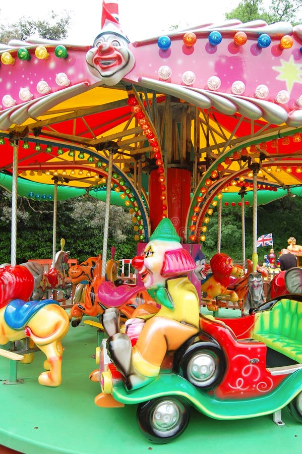 The Top of a Childrens Funfair Slide or Helter Skelter with a Clowns ...