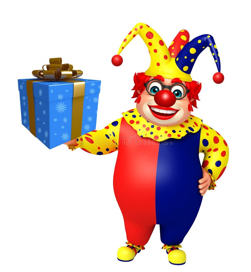 Clown with Gift box stock illustration. Illustration of celebration ...