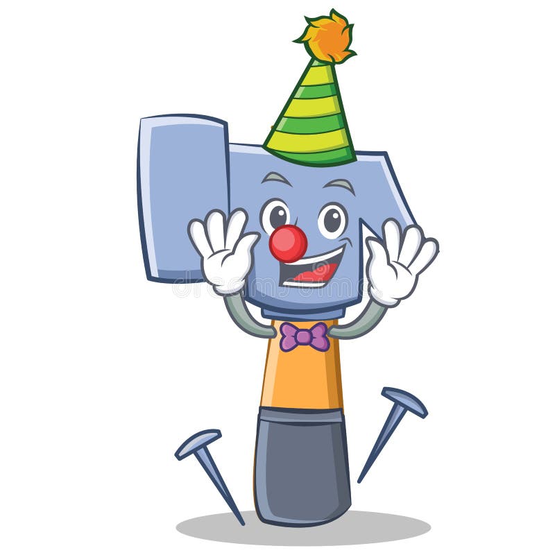 Clown Hammer Character Cartoon Emoticon Stock Vector - Illustration of ...