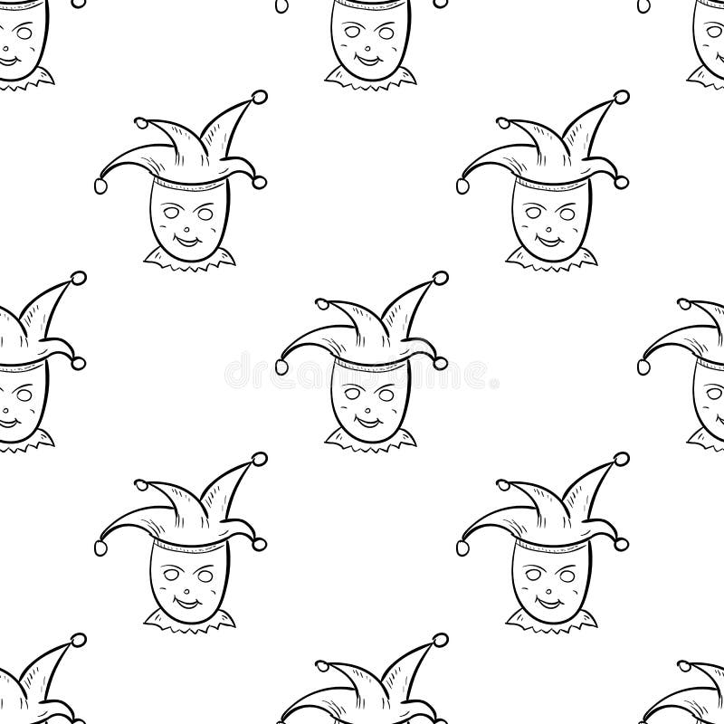 Clown Hand Drawn Sketch. Seamless Pattern Stock Vector - Illustration ...