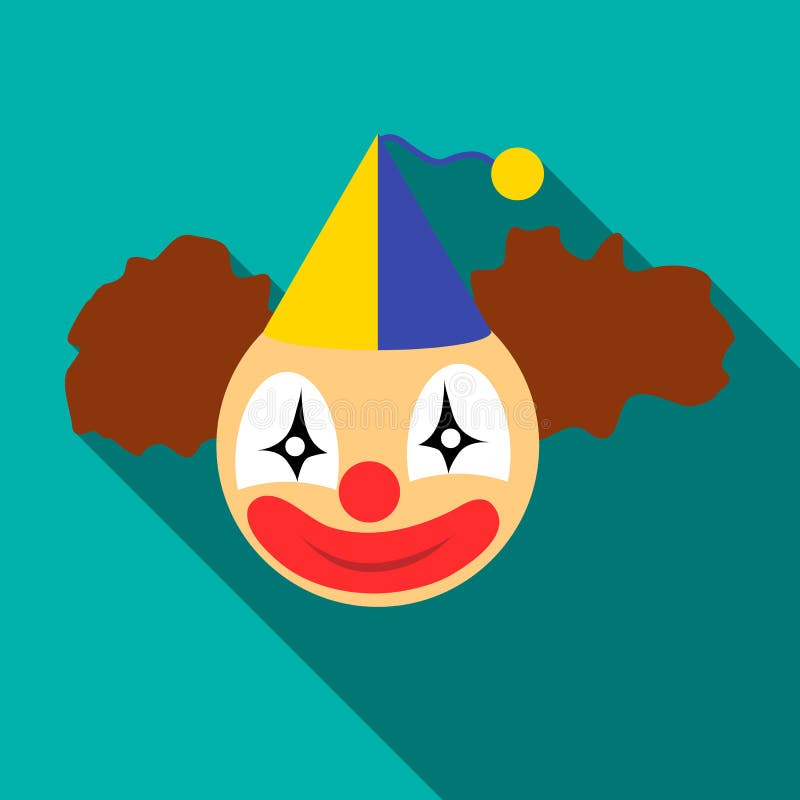 Clown Head Icon, Flat Style Stock Vector - Illustration of comic ...