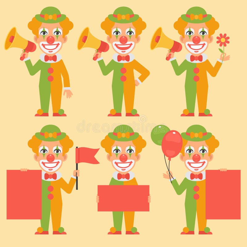 Clown Holding Flag Poster Megaphone Stock Vector - Illustration of ...