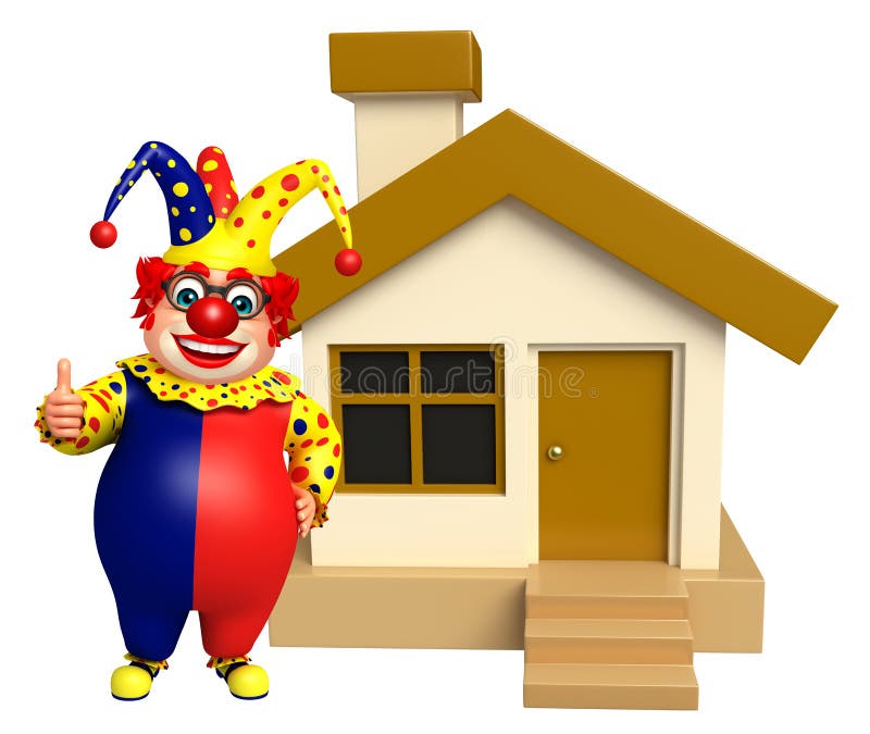 Clown with Home stock illustration. Illustration of birthday - 77513329