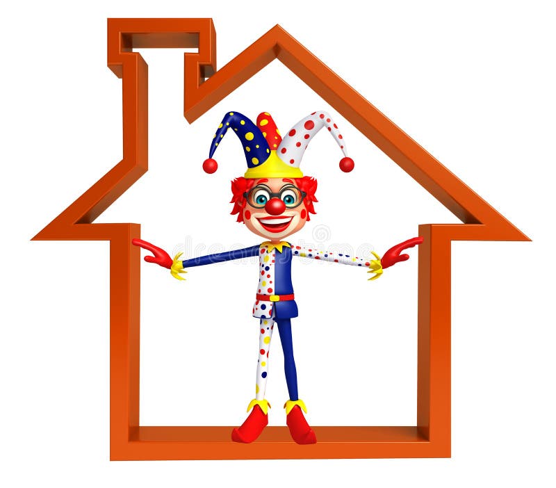 Clown with Home sign stock illustration. Illustration of smile - 77521314