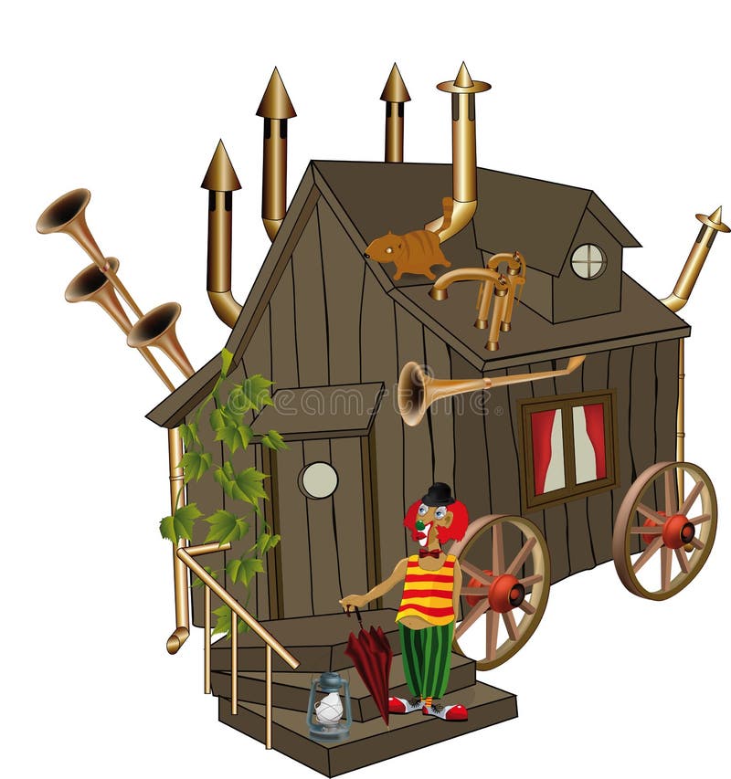 Clown in the house stock vector. Illustration of pipe - 12125697