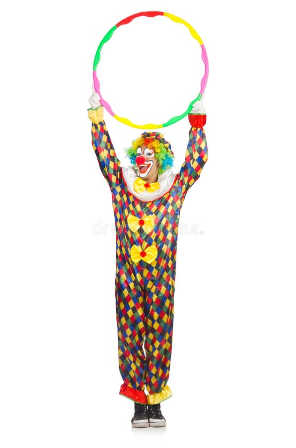 Clown with hula hoop stock photo. Image of isolated, face - 34869380