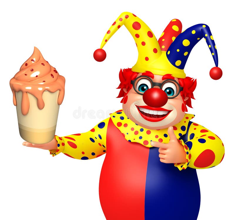Clown with Icecream stock illustration. Illustration of birthday - 77521634