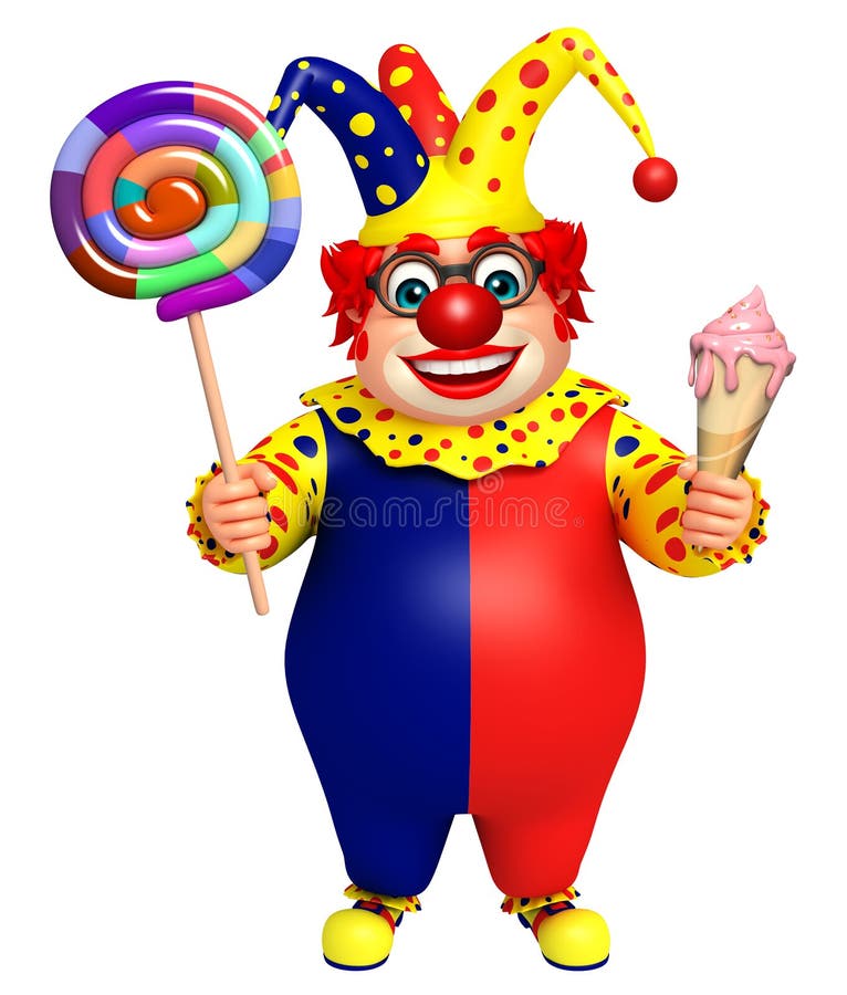 Clown with Icecream and Lolypop Stock Illustration - Illustration of ...