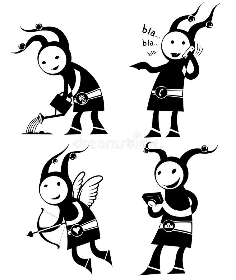 Clown with Watering Can and Plant Stock Illustration - Illustration of ...