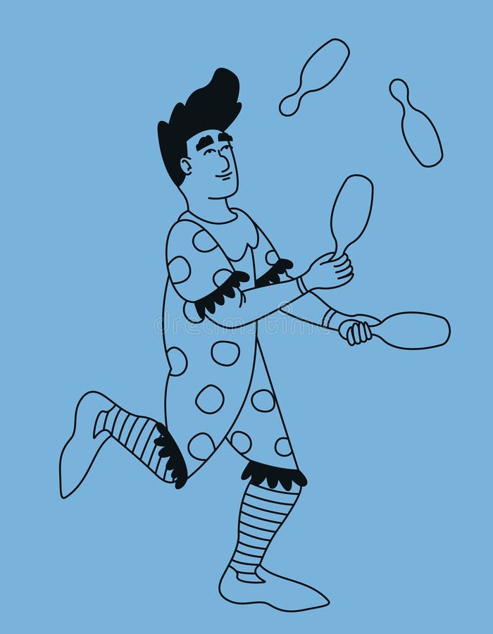 Juggling Circus Clown, Avatar of Cartoon Friendly Clown in Classic ...