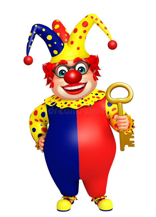 Clown with Key stock illustration. Illustration of smile - 77553207