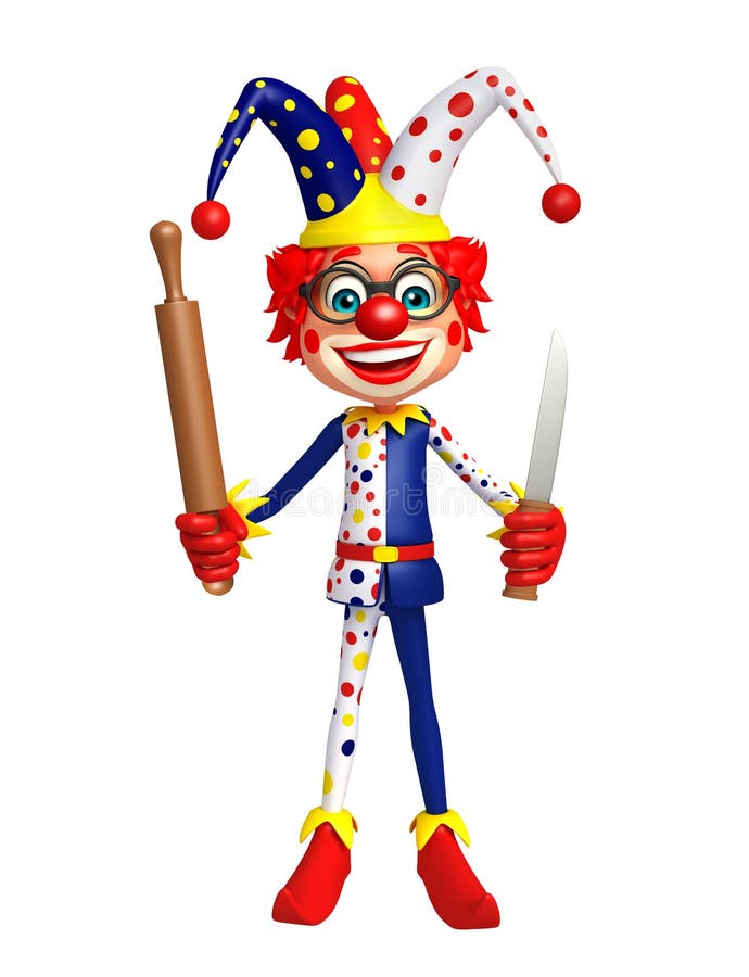 Clown with Kitchen Equipment Stock Illustration - Illustration of joker ...