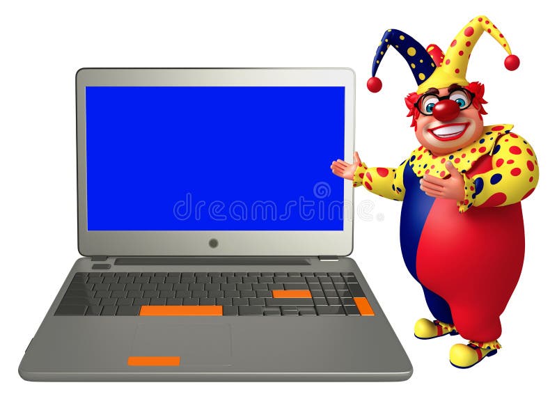 Clown with Laptop stock illustration. Illustration of nose - 77535697