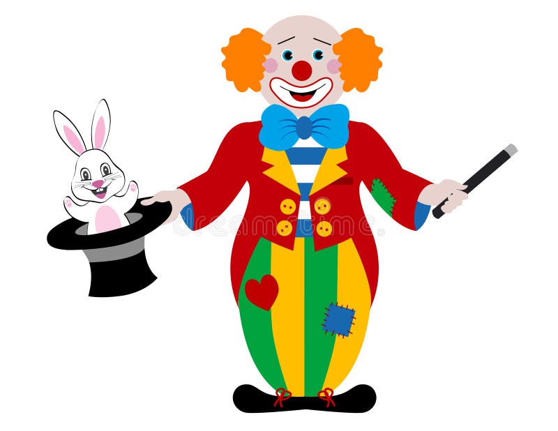 Clown magician stock vector. Illustration of card, abracadabra - 3530827