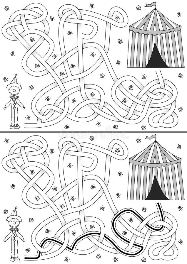 Clown maze stock vector. Illustration of brain, circus - 99538386