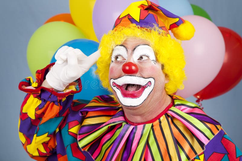 Clown mit heller Idee stockfoto. Bild von bunt, verfassung - 13689744