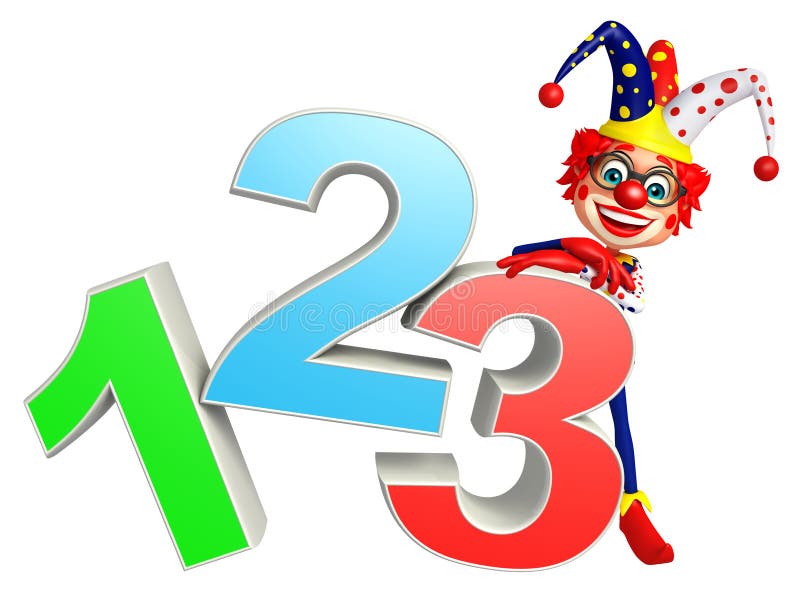 Clown mit mit Zeichen 123 stock abbildung. Illustration von abbildung ...