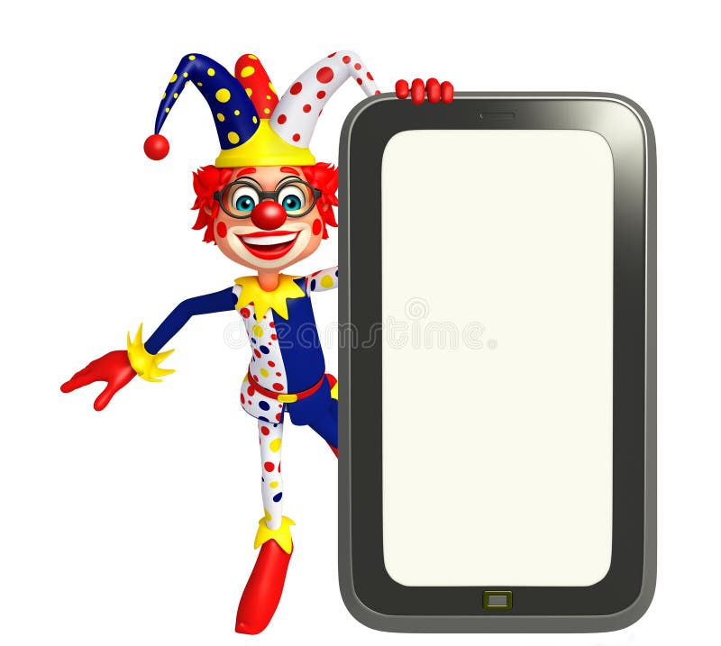 Clown with Mobile stock illustration. Illustration of party - 77549784