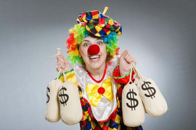 The Clown with Money Bag in Funny Concept Stock Image - Image of circus ...