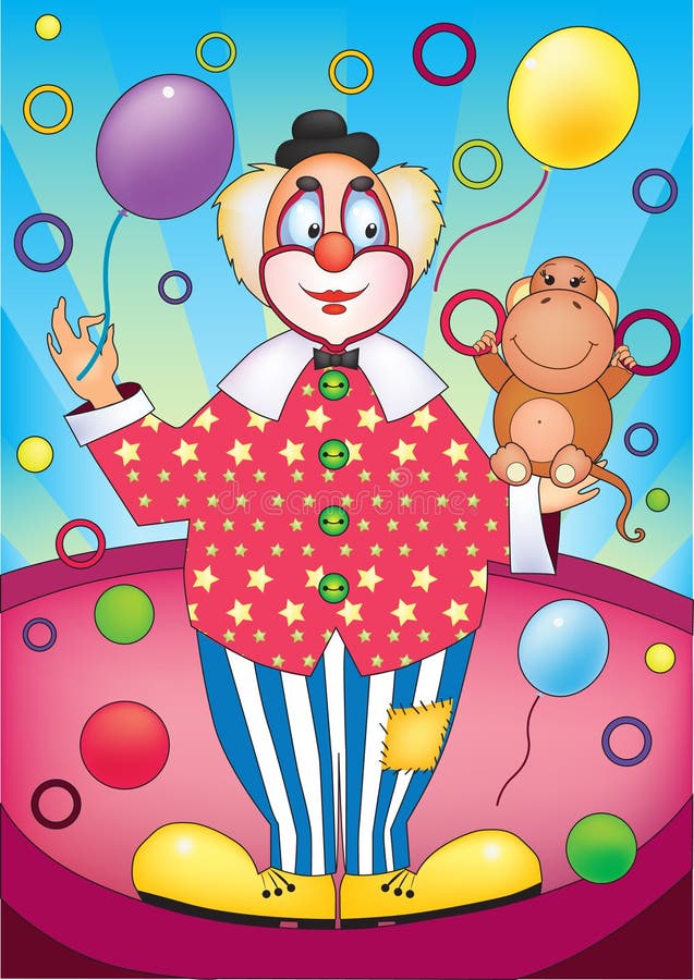 Clown with a monkey stock vector. Illustration of clown - 16418431