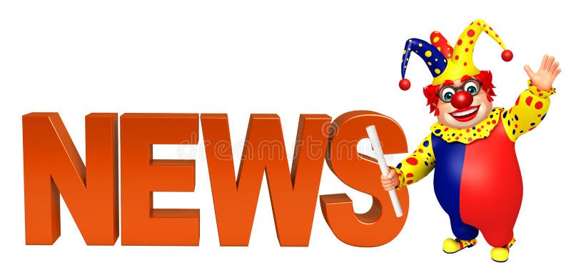 Clown with News sign stock illustration. Illustration of clown - 77523121