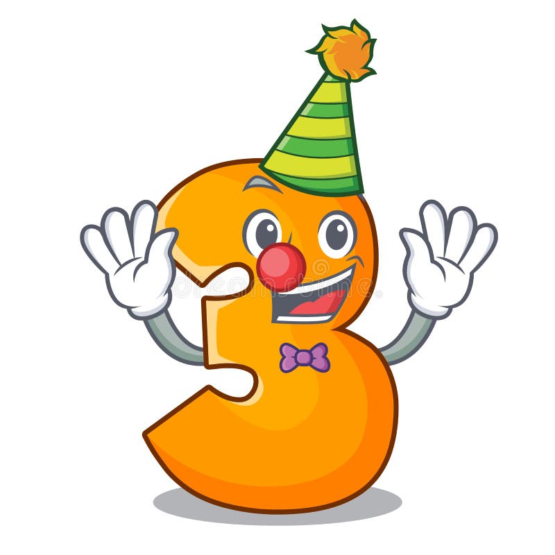 Clown Number Three Isolated on the Mascot Stock Vector - Illustration ...