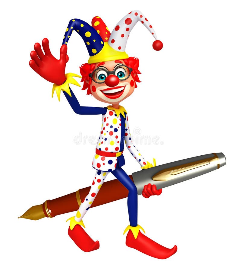 Clown with Pen stock illustration. Illustration of clown - 77479971
