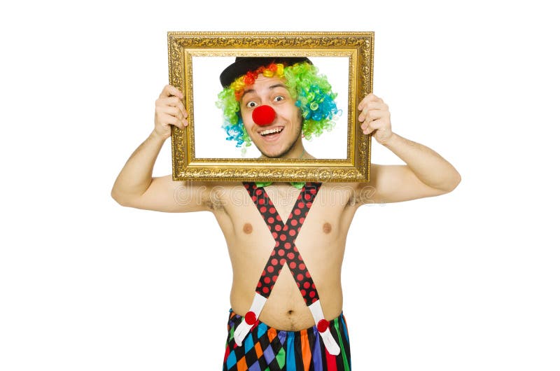 Clown with picture frame stock image. Image of comic - 43416503