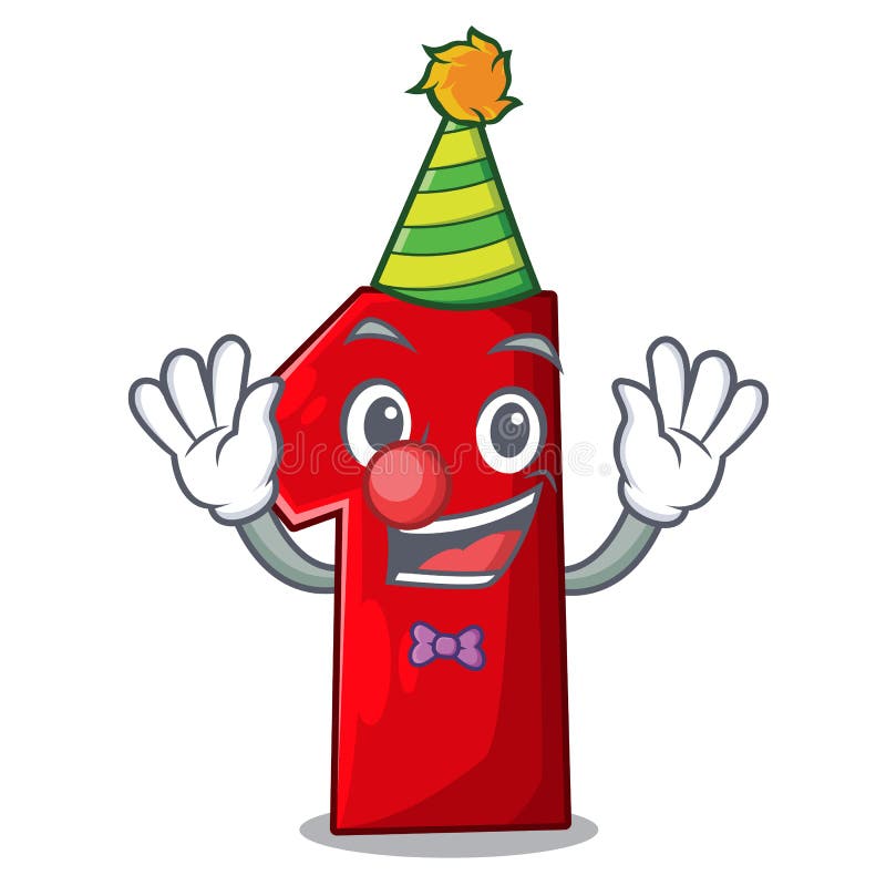 Clown Plastic Number One Isolated on Mascot Stock Vector - Illustration ...