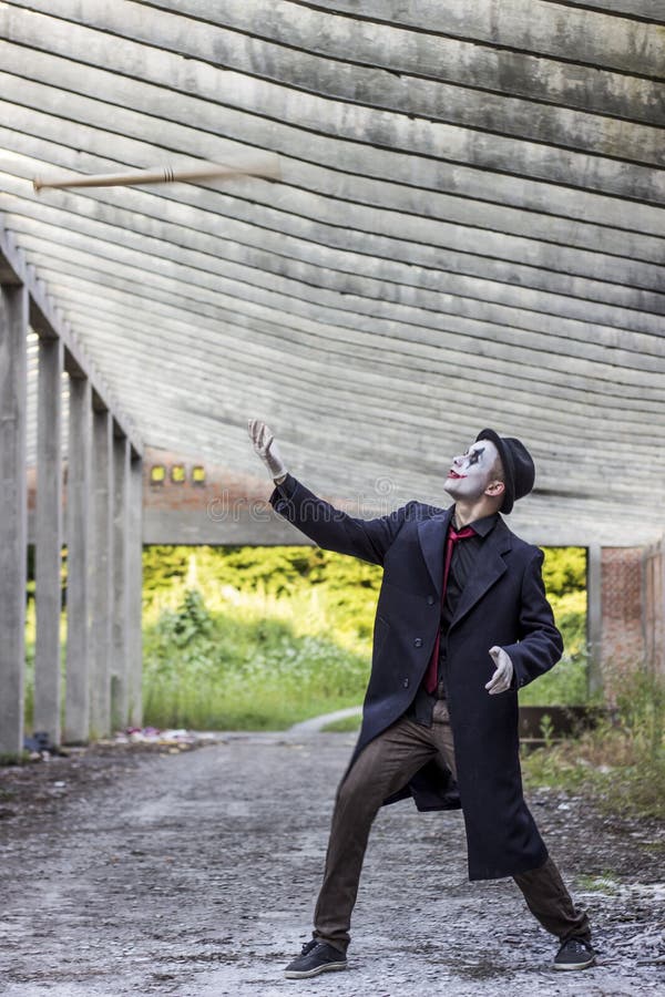 Clown Playing Around with Baseball Bat Stock Image - Image of happy ...
