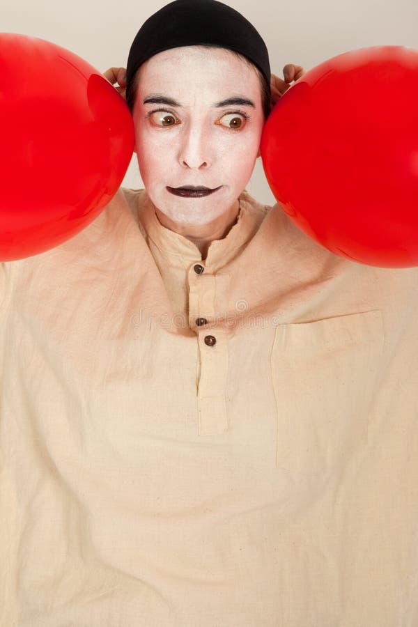 The Clown is Playing with Red Balloons Stock Image - Image of balloon ...