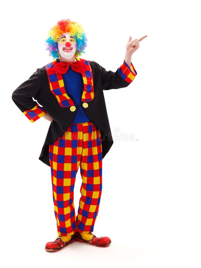 Clown pointing at sign stock image. Image of 3540, black - 29877415