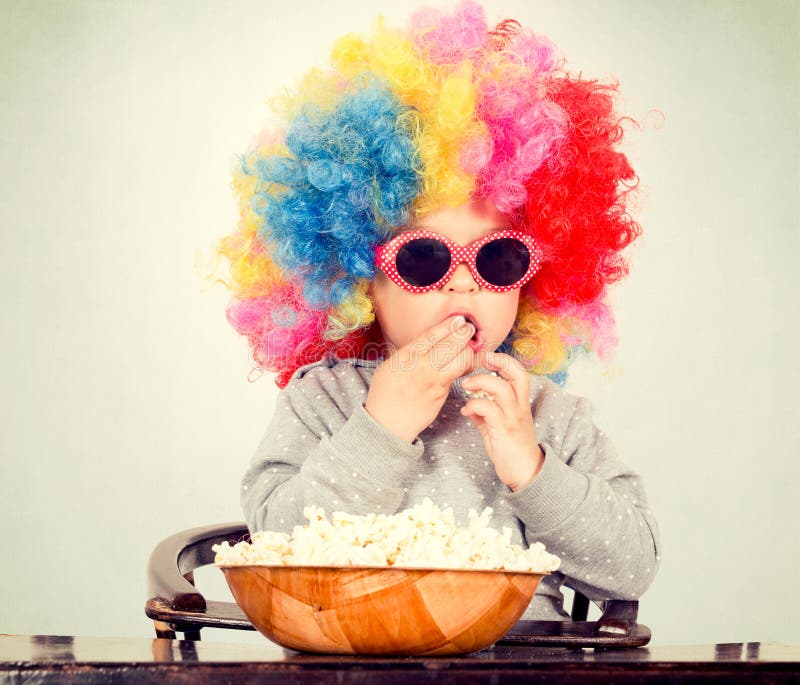 Clown with pop corn stock photo. Image of corn, group - 39503826