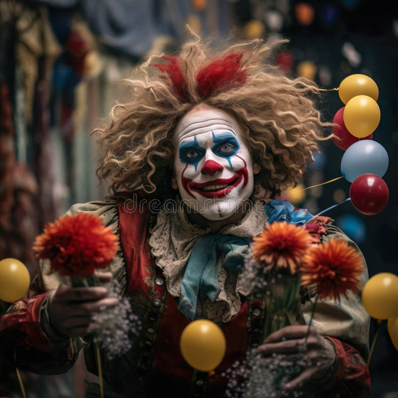 A Clown with a Red Nose Generated by Artificial Intelligence Stock ...