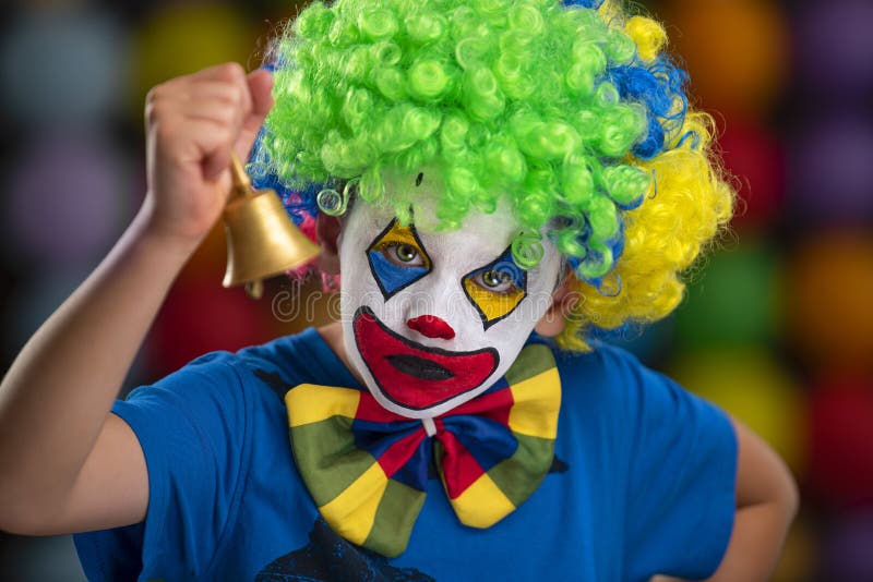Clown ringing bell stock image. Image of colors, costume - 208598723